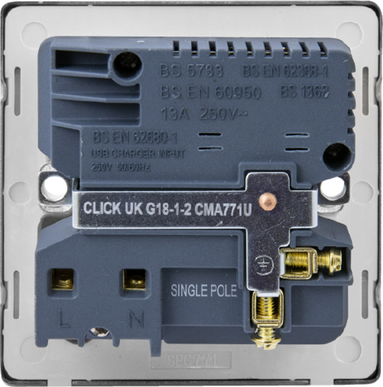 Click Definity Screwless Stainless Steel 1G 13A Single Switched Socket ...